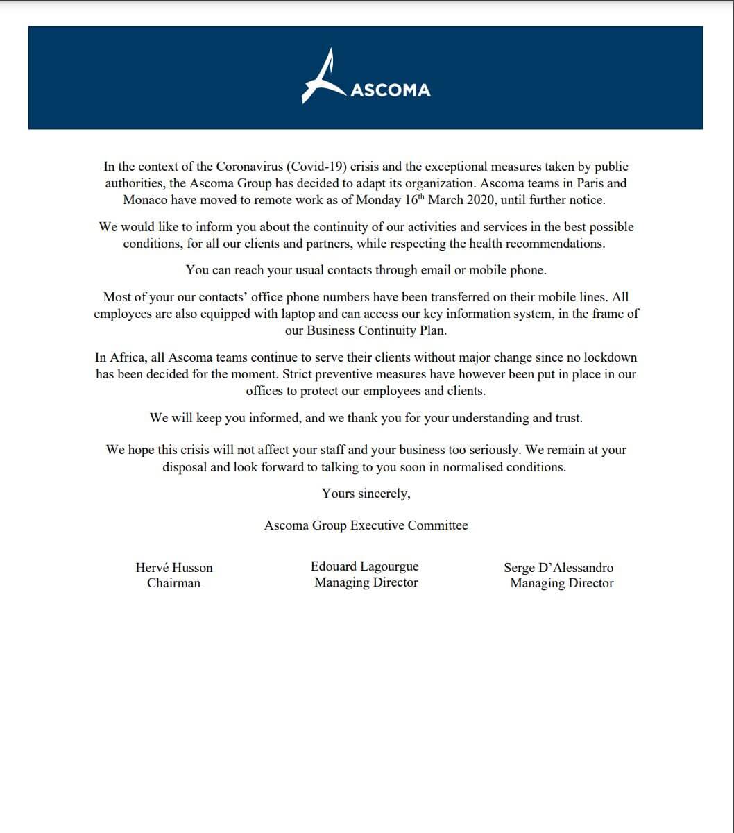 Press release - Covid-19